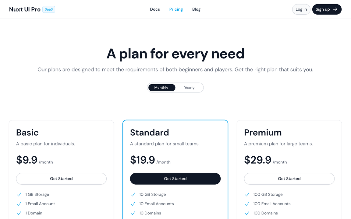 Templates - Nuxt UI Pro